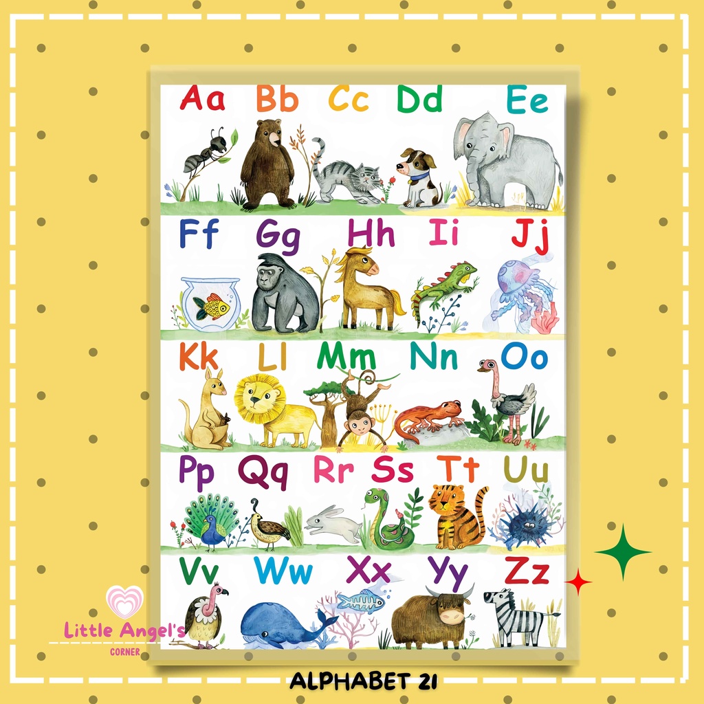 ALPHABET EDUCATIONAL CHARTS (A4 LAMINATED ) | Shopee Philippines