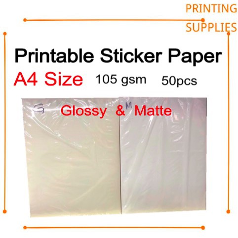 Printable Sticker Paper A4 Matte & Glossy 105gsm | Shopee Philippines