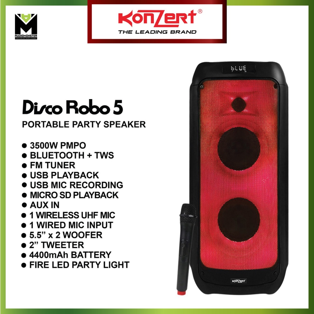 Konzert Disco Robo 5 3500W PMPO Portable Party Speaker | Shopee Philippines