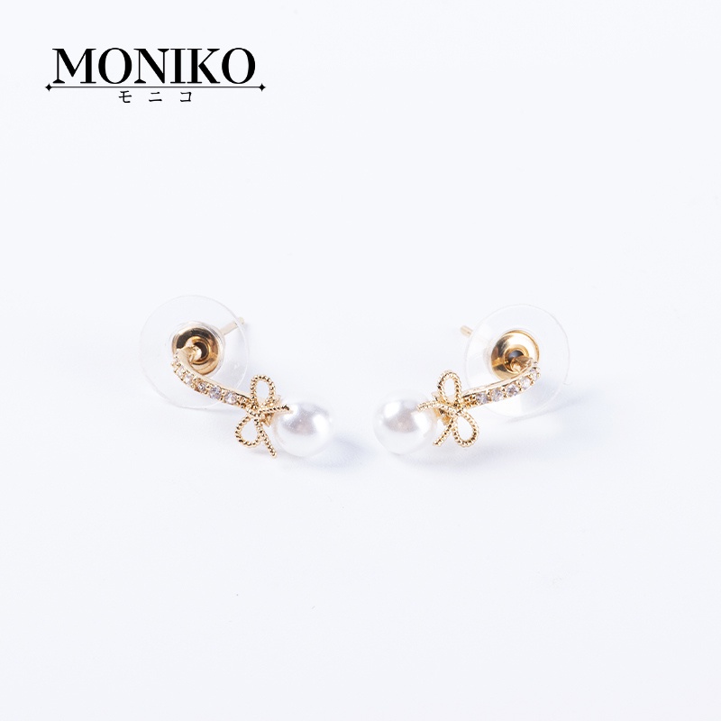 MONIKO Original Design 18k Gold Plated Bow Decorative Pearl Drop ...