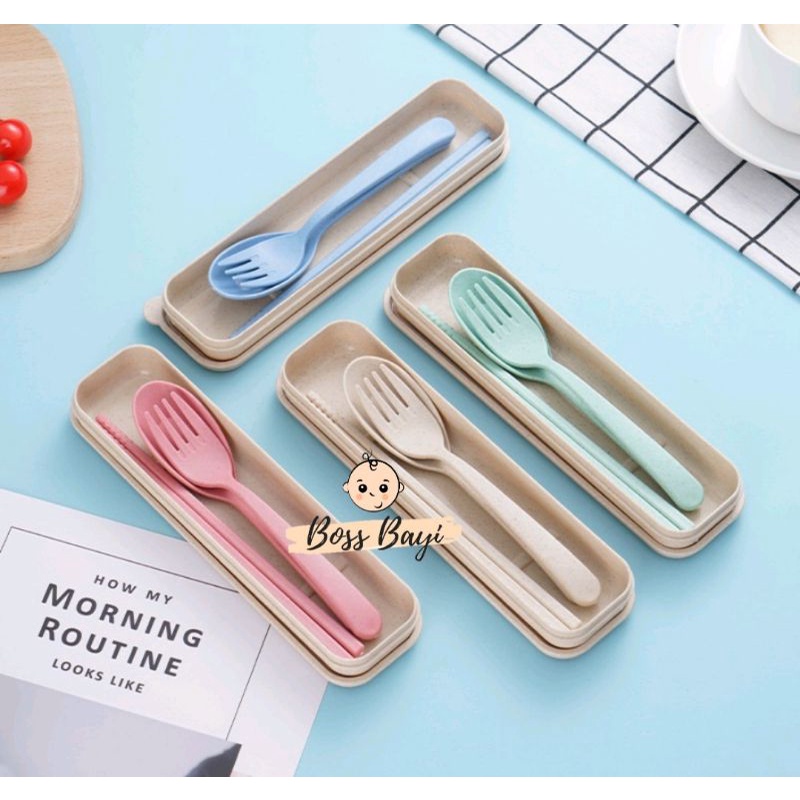 Boss Baby - Straw Dinnerware Set/Chopsticks Cutlery Set+Box | Shopee ...