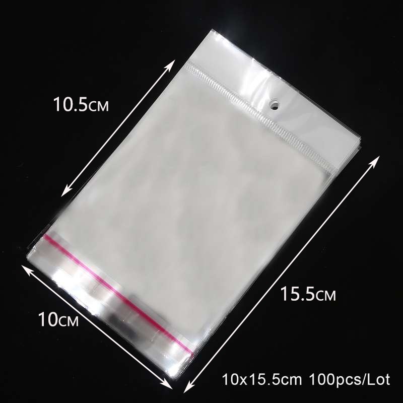 100Pcs Transparent Self Adhesive Seal Plastic Storage Bag OPP Pack Bag ...