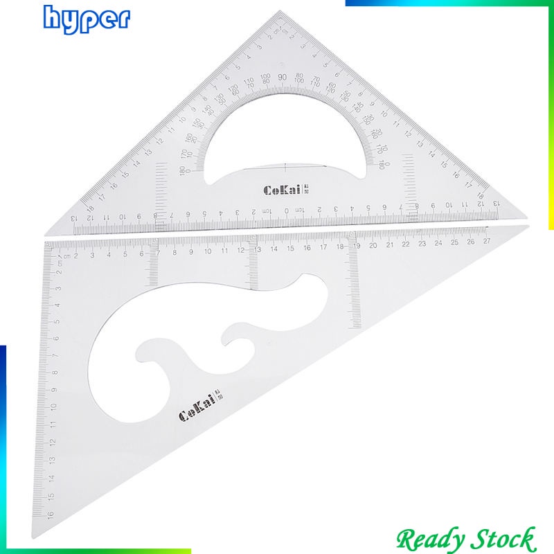 Pack of 2 Triangular Ruler Set, 30/60 and 45/90 Triangles, Geometry ...