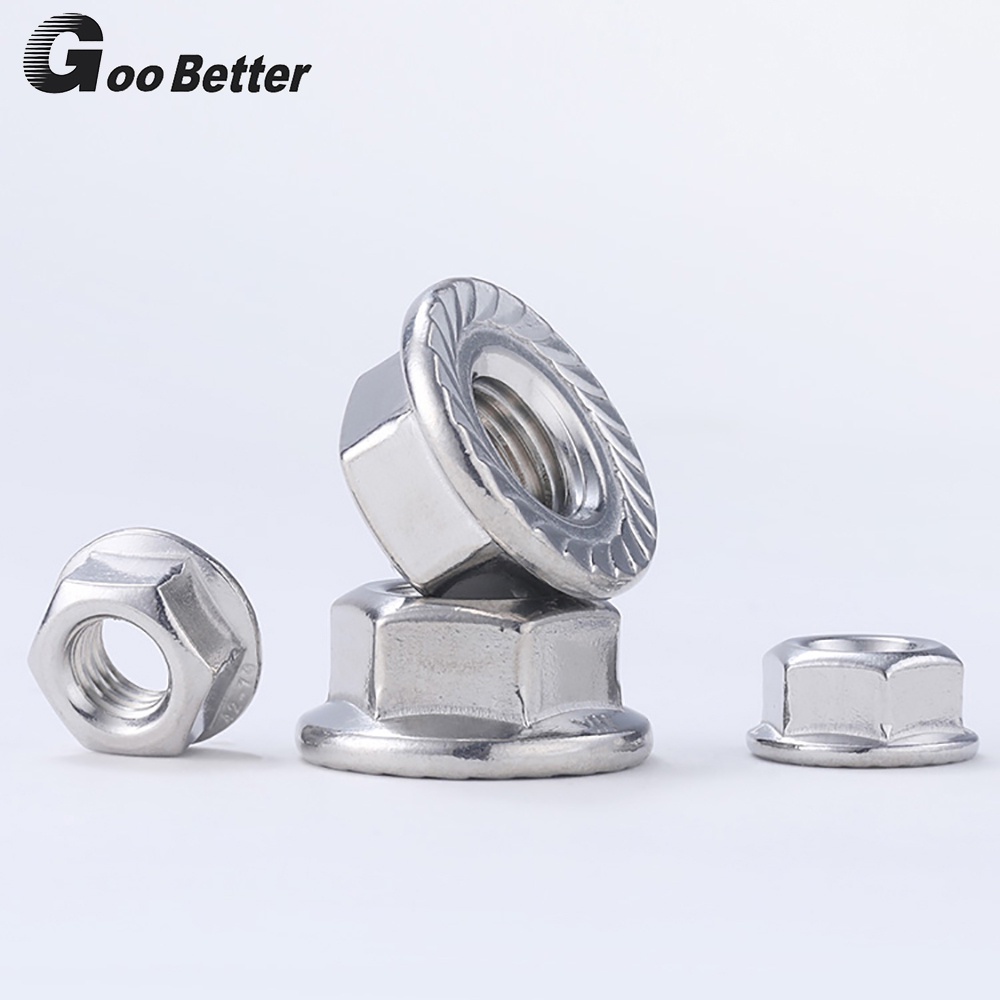 M5 M6 M8 M10 M12 Left Hand Thread Flange Hex Nuts Serrated 304 Stainless Steel Screw GooBetter ...
