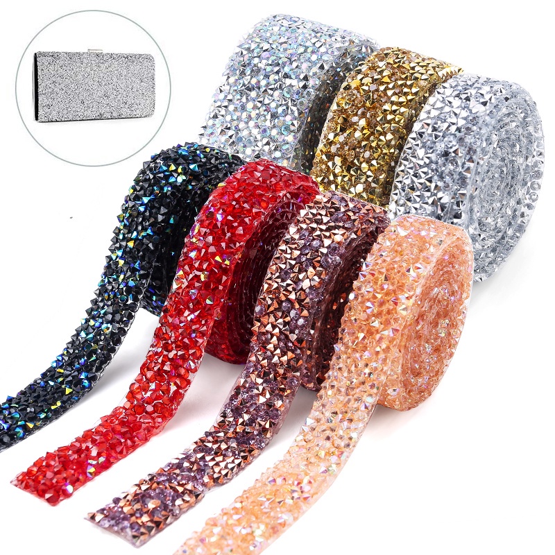 3Yards Multi-color Rhinestones Trim Set Glitter Crystal Ribbon Strass ...