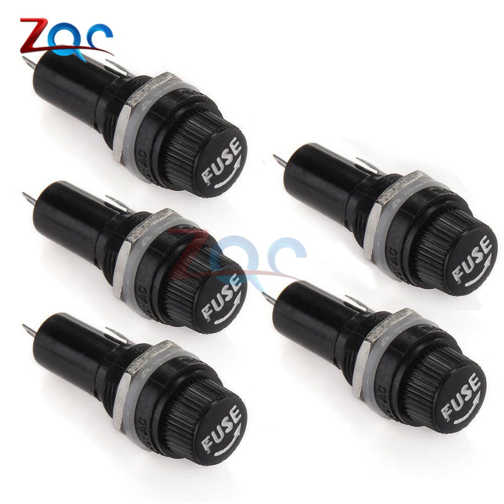 10pcs 5*20mm Fuse Holders 5X20 Black Insurance Tube Socket Fuse Holder ...