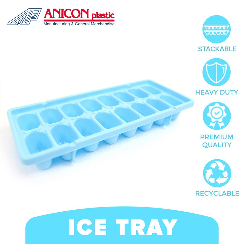 Anicon Premium Quality Plastic Ice Tray - 16 Cubes (Blue) | Shopee ...