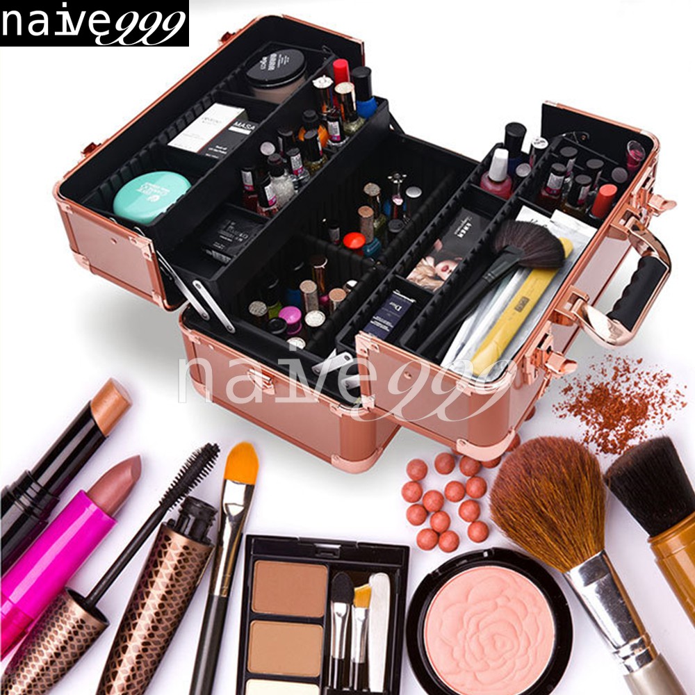 Rose Gold big Makeup Kit Makeup Case (naive999) | Shopee Philippines