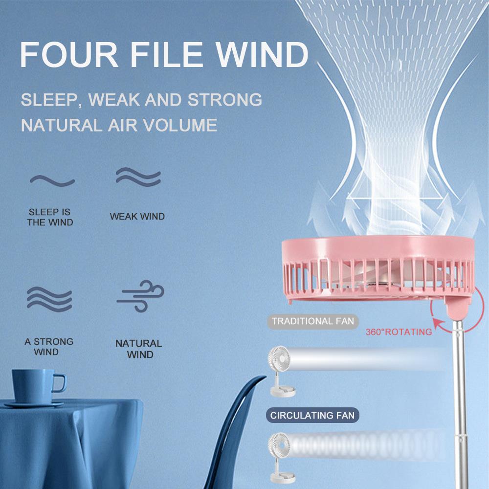 Portable Stand Fan 6in1 Electric Fan USB Rechargeable Folding ...