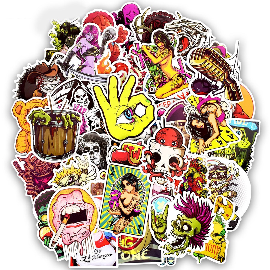 100 PCS Horror Series Rock Punk JDM Sticker for Car Bike Guitar ...