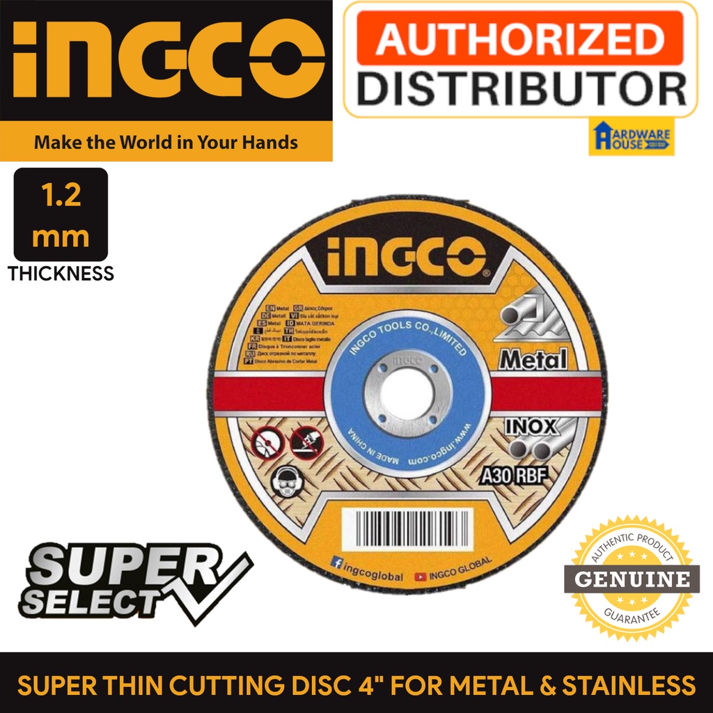 ORIGINAL INGCO Super Thin Cutting Disc 4" 1PC Standard For Metal ...