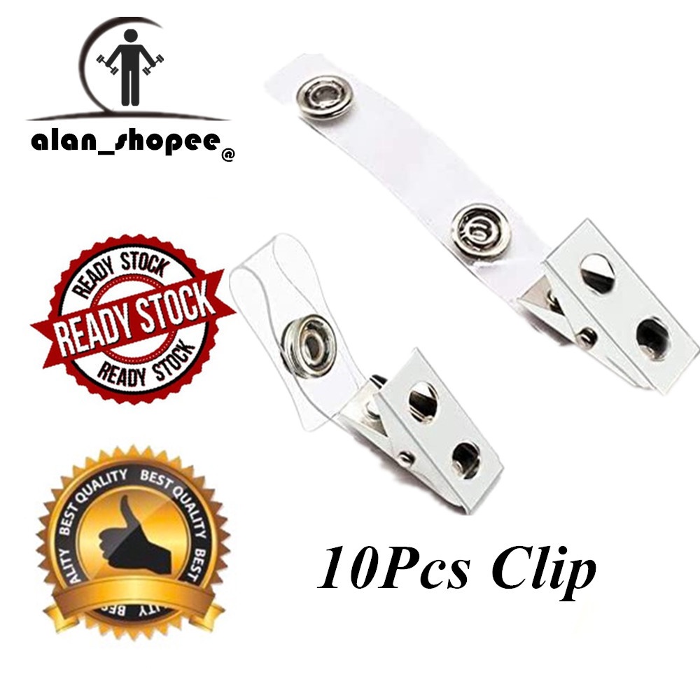 10Pcs Metal Badge Clips with Clear PVC Straps for ID Cards, Badge ...