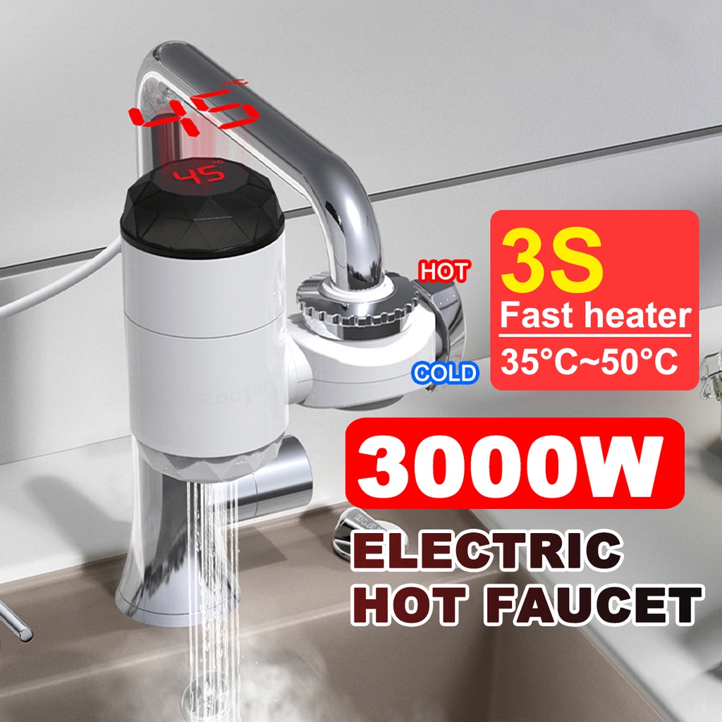 Electric Hot Faucet Water Heater Kitchen Cold Heating Faucet Tankless ...