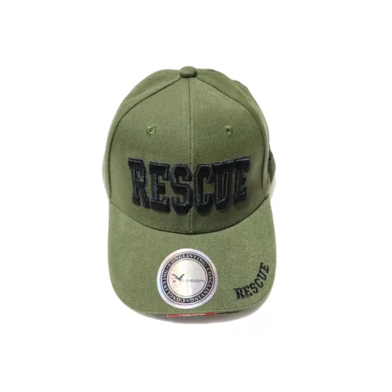 RESCUE GREEN CAP WITH EMBROIDERED LOGO AND BACK STRAP | Shopee Philippines