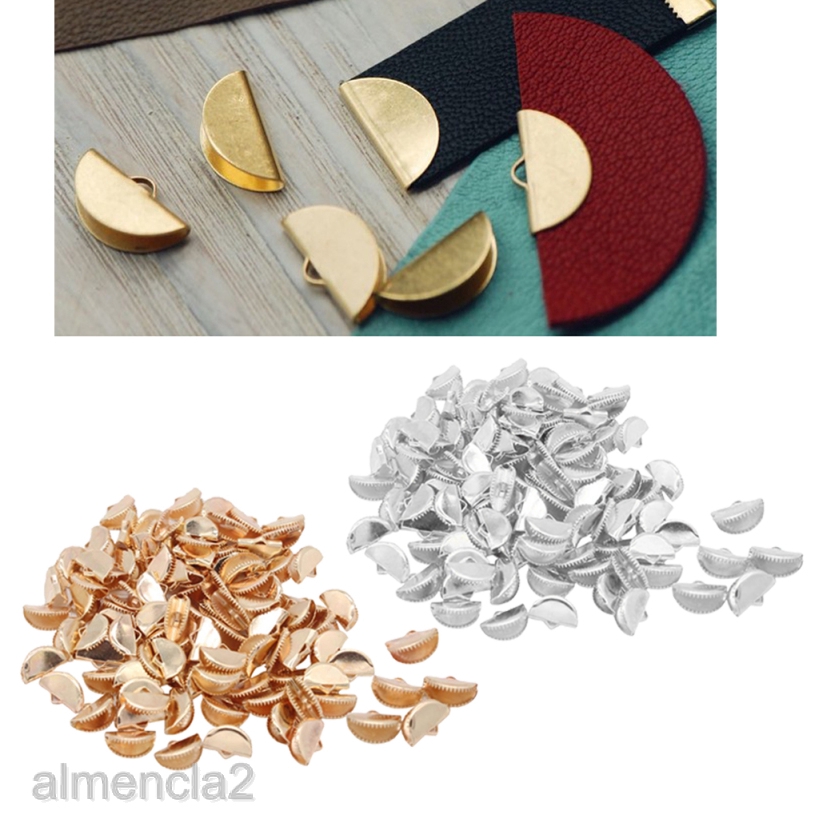 200 x Half Round Metal Clip Clamp Cord End Cap Tip Bracelet | Shopee ...