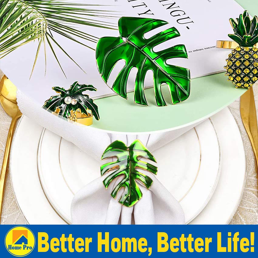 Metal Napkin Rings Green Turtle Leaf Napkin Holder Napkin for Table ...