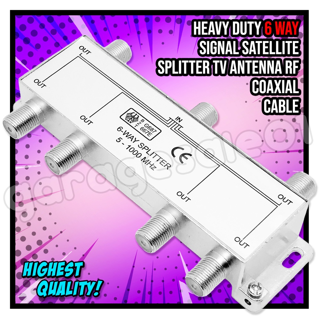 ⚡6 Way Coax Cables TV Splitters for Satellite TVs VCRs RF Radios ...
