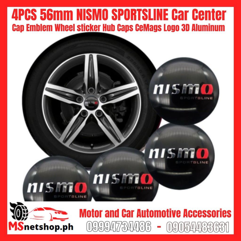 4PCS 56mm NISMO SPORTSLINE Car Center Cap Emblem Wheel sticker Hub Caps ...