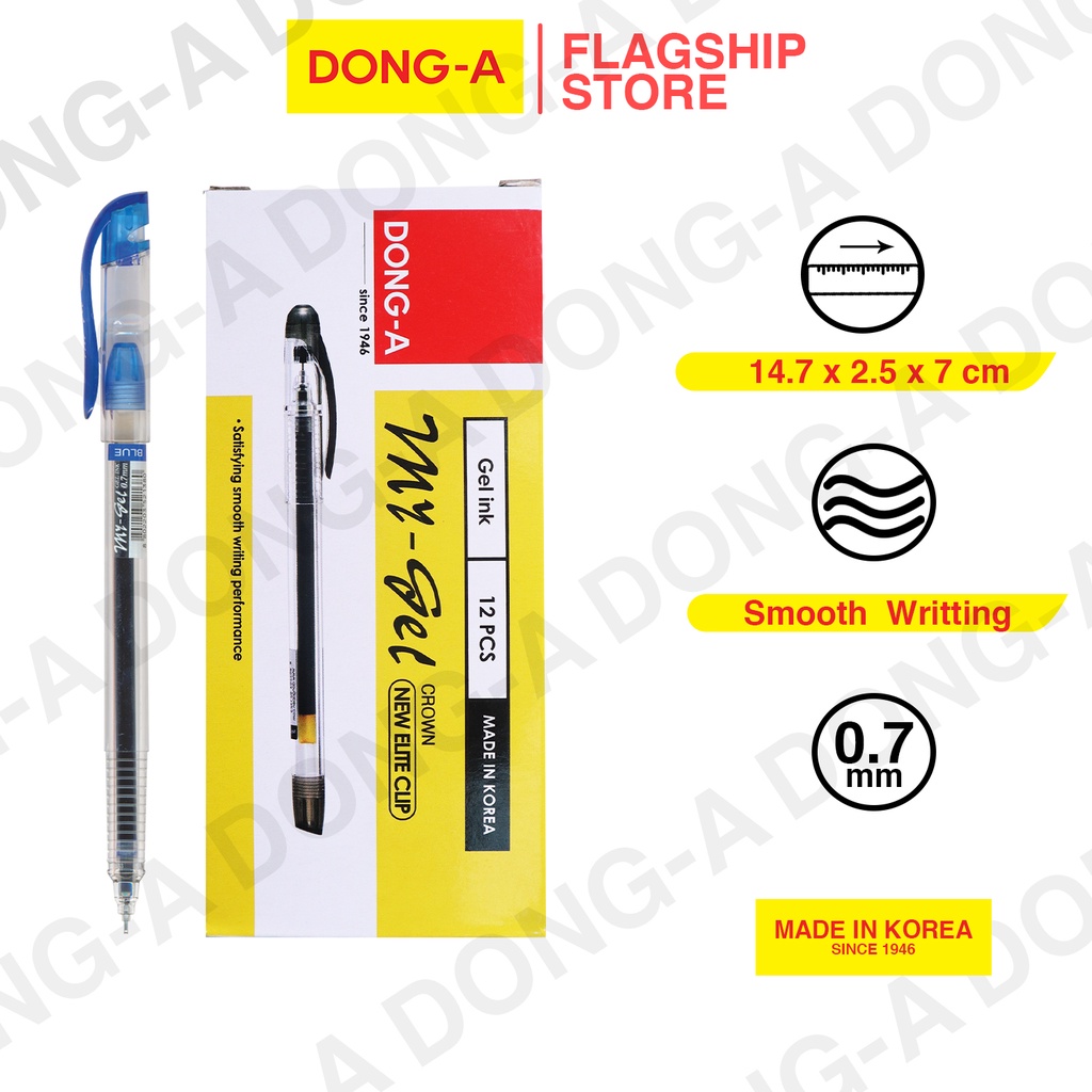 Dong-A My Gel Pen 0.7mm 12pcs/Box BLUE 111212BX | Shopee Philippines