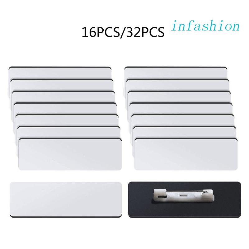 INF 16Pcs/32Pcs Sublimation Blank Name Tag Sublimation White Badges Pin ...