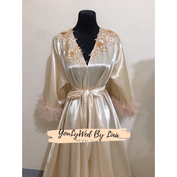 Bridal Robe Silk fabric with Raffles | Shopee Philippines