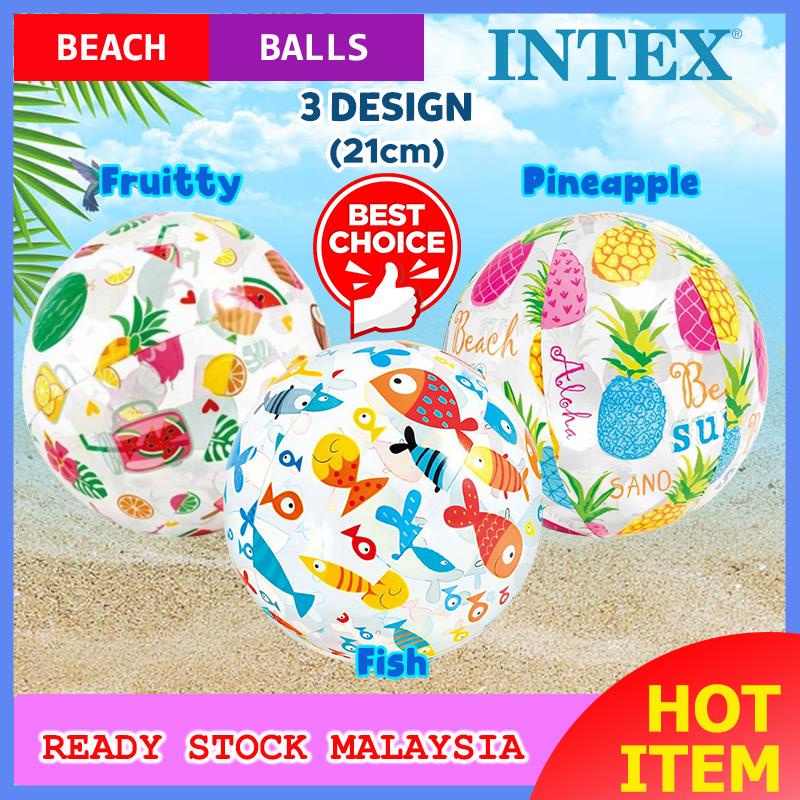 INTEX 59040 (NP4) 3 Design Transparent Inflatable Balls Beach Ball Pool ...