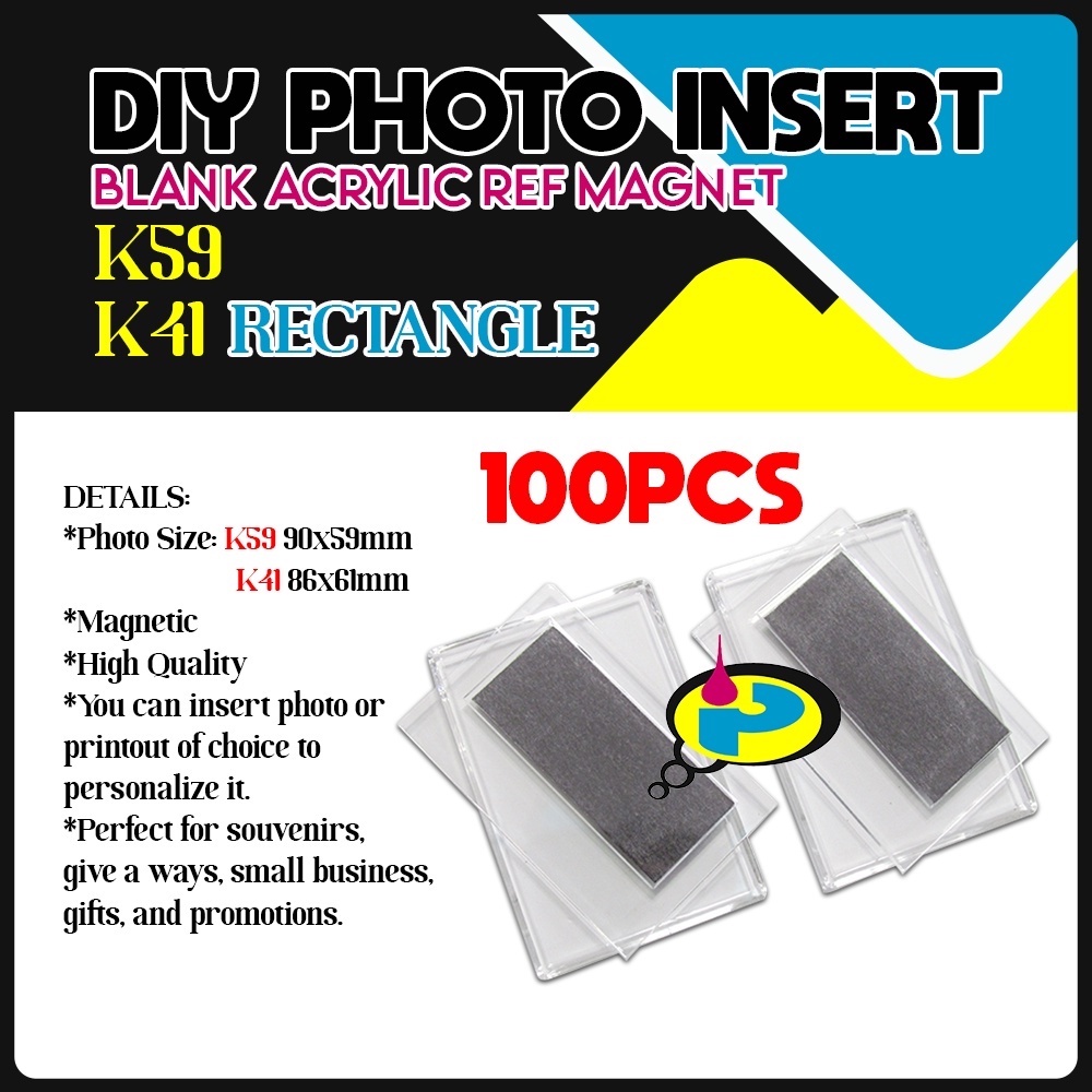 100 pcs Insertable Acrylic Ref Magnet Souvenirs and Giveaways rectangle ...
