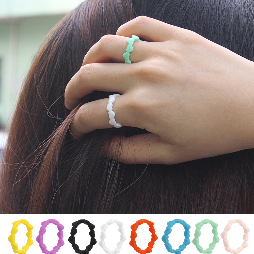 Fashion Heart Silicone Rings 3mm Hypoallergenic Flexible Silicone ...