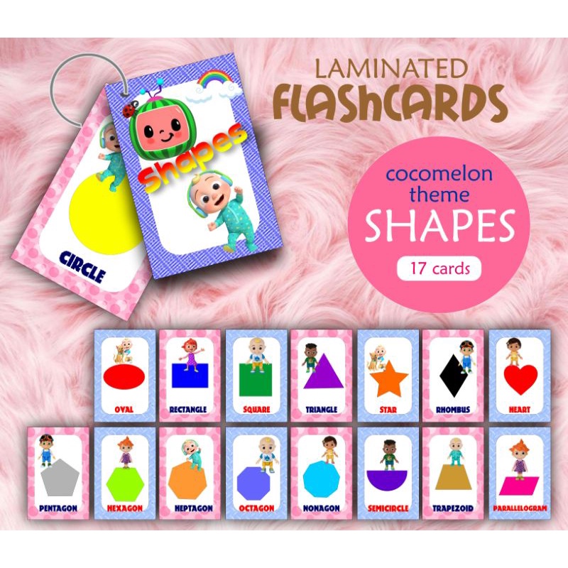 Cocomelon Theme Laminated Educational Flashcard Shapes | Shopee Philippines