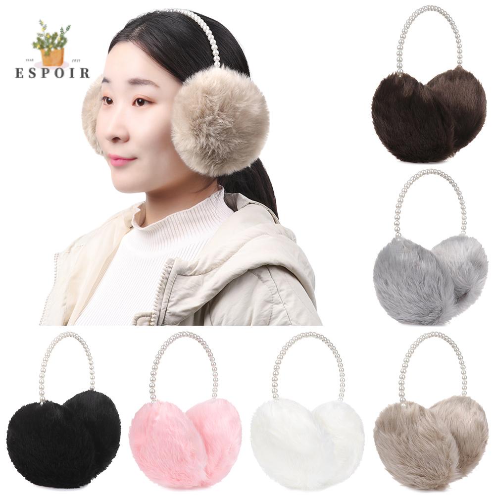 ESPOIR Winter Warm Earmuffs Snow Outdoor Headband Ear Warmers Pearl ...