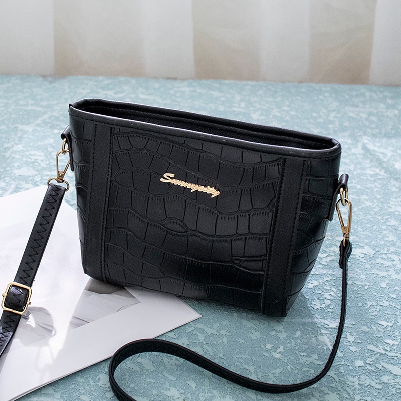 Korea Crocodile Pattern Color Contrast Large Capacity Single Shoulder ...