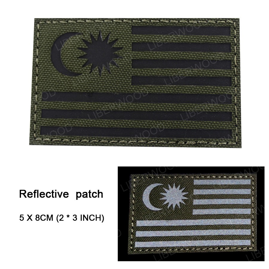 Malaysian Flag Embroidered Patches Skull Tactical Army Military Morale Patch Emblem Malaysia ...