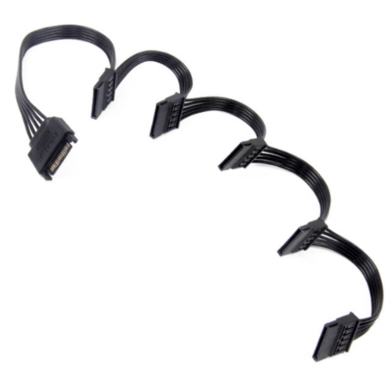 15 Pin SATA Power Extension Hard Drive Cable 1 Male to 5 Female Power ...