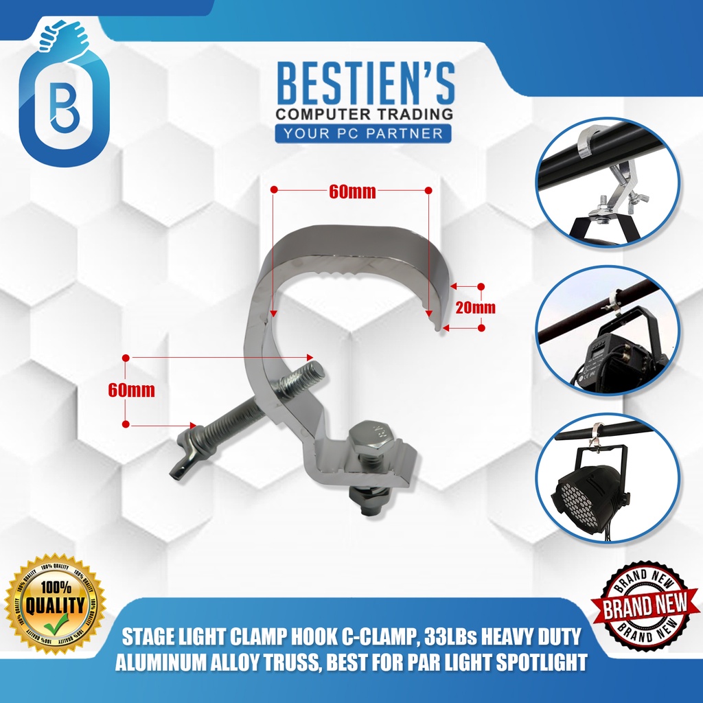 STAGE LIGHT CLAMP HOOK C-CLAMP, 33LBs HEAVY DUTY, ALUMINUM ALLOY TRUSS ...