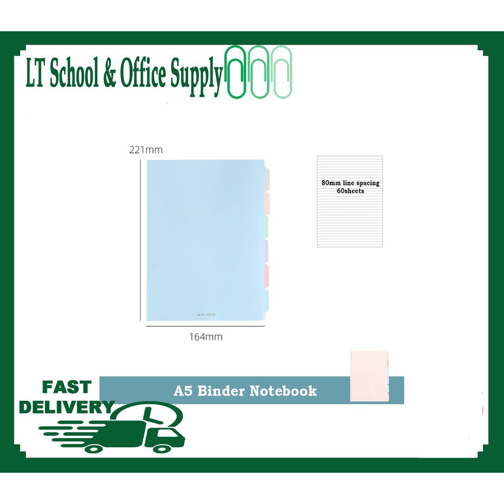 Neja life BInder Notebook A5 with 6 divider page | Shopee Philippines