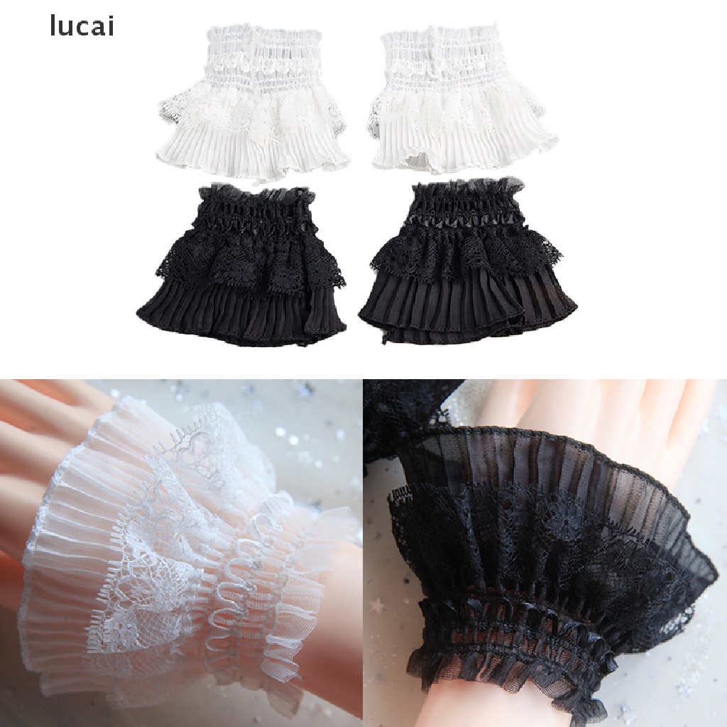 lucai Female Fake Sleeves Lace Ruffles Cuff Gloves Sun Protection ...
