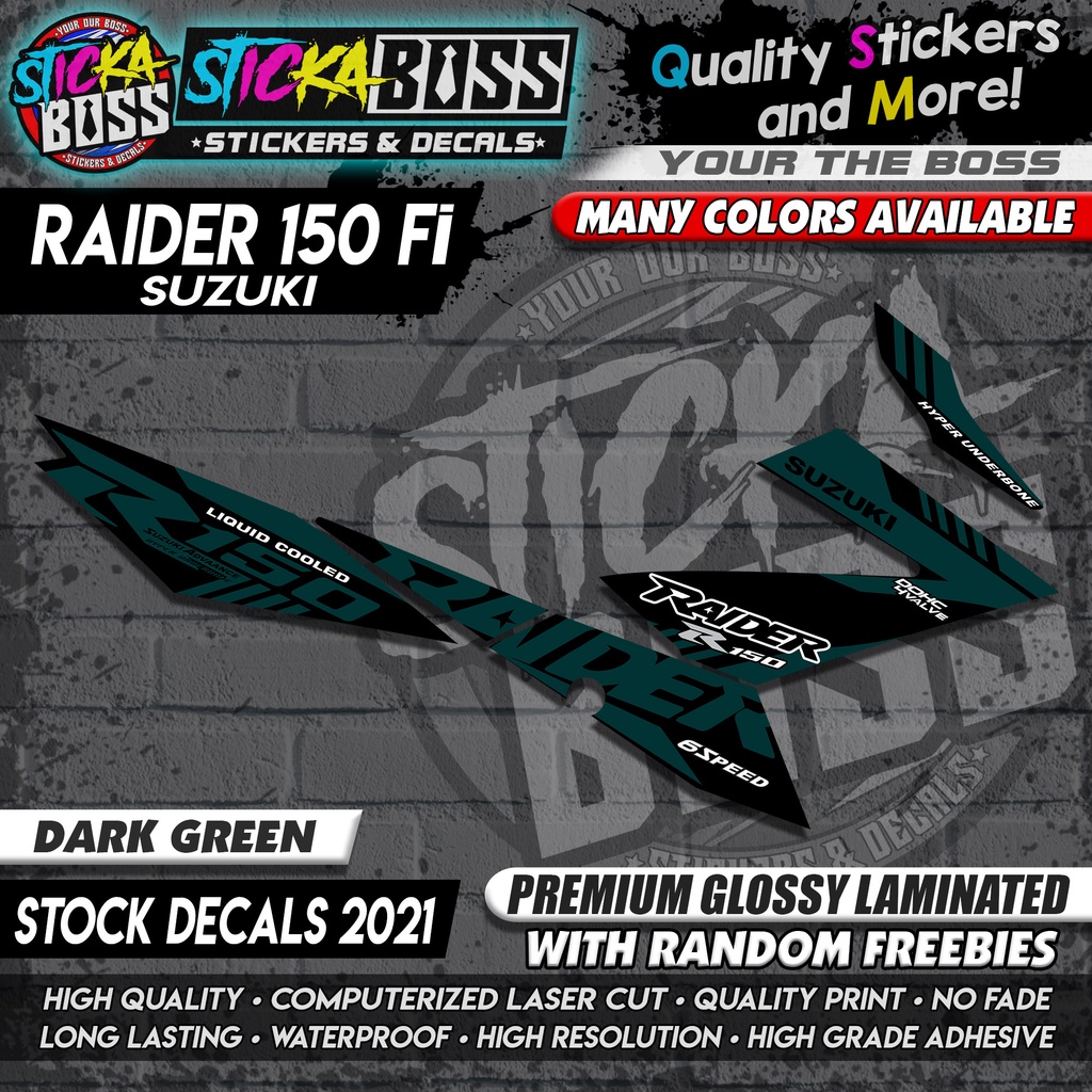 STICKER DECALS for RAIDER 150 Fi 2021 [DARK GREEN] STOCK By STICKABOSS ...