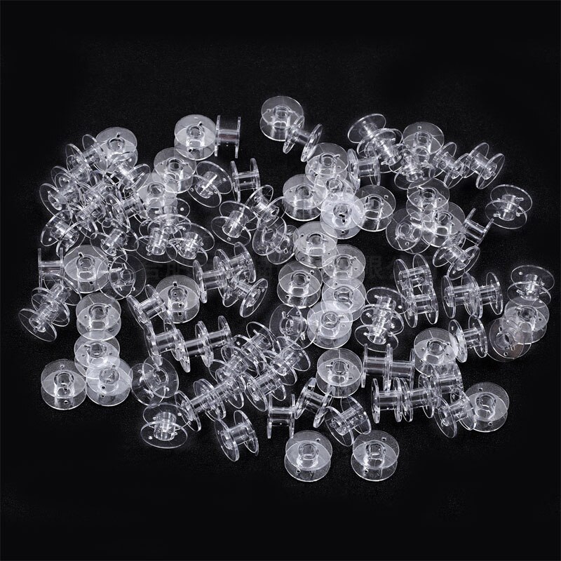 50pcs Sewing Machine Bobbins Spool Transparent Plastic Empty Bobbins ...