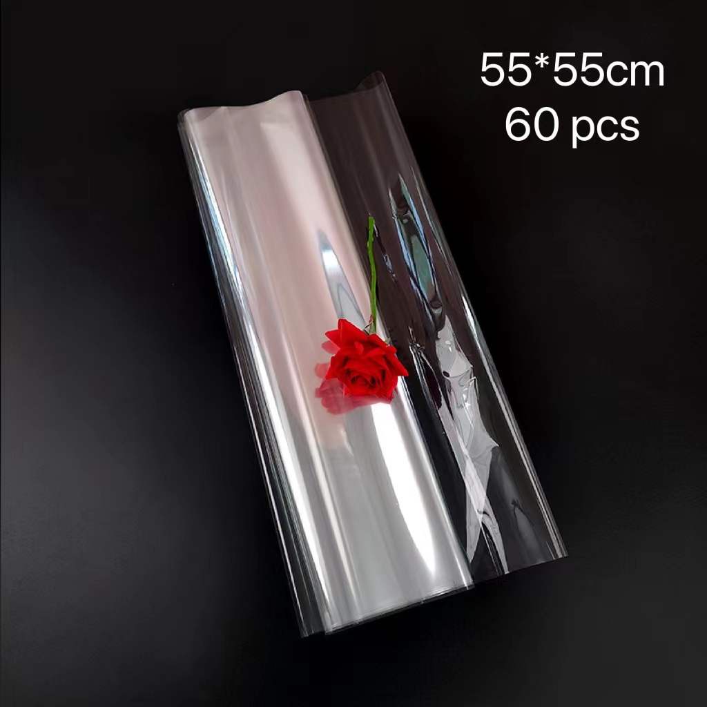60 pcs Floral Cellophane Flower Wrapping Paper Waterproof Plastic Paper ...