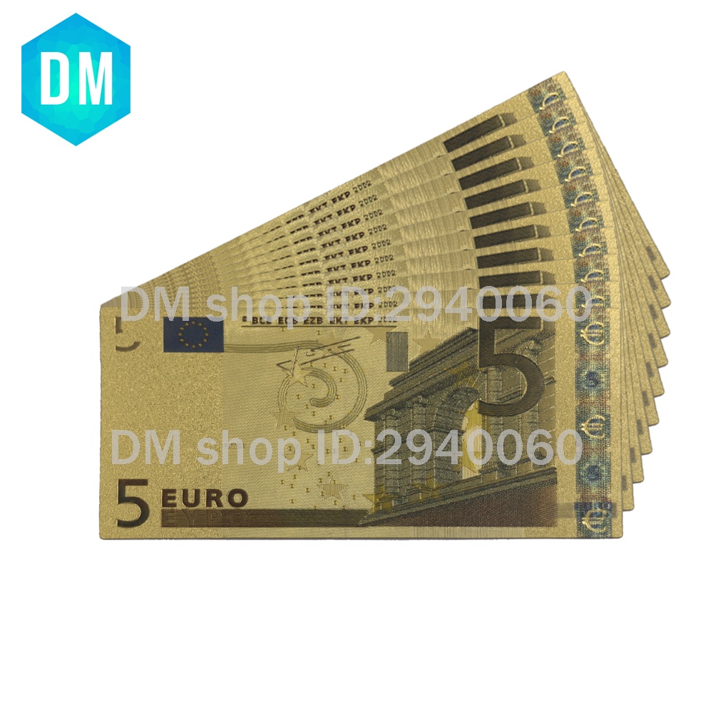 Euro Banknote BANK NOTE 5 Euro Color Banknotes 24KT 99.9% Gold Money ...