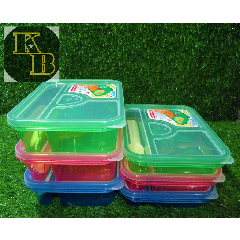 518 Sunnyware Bento box 2 Sizes w/ Sauce Pocket & Spoon & Fork (3 ...