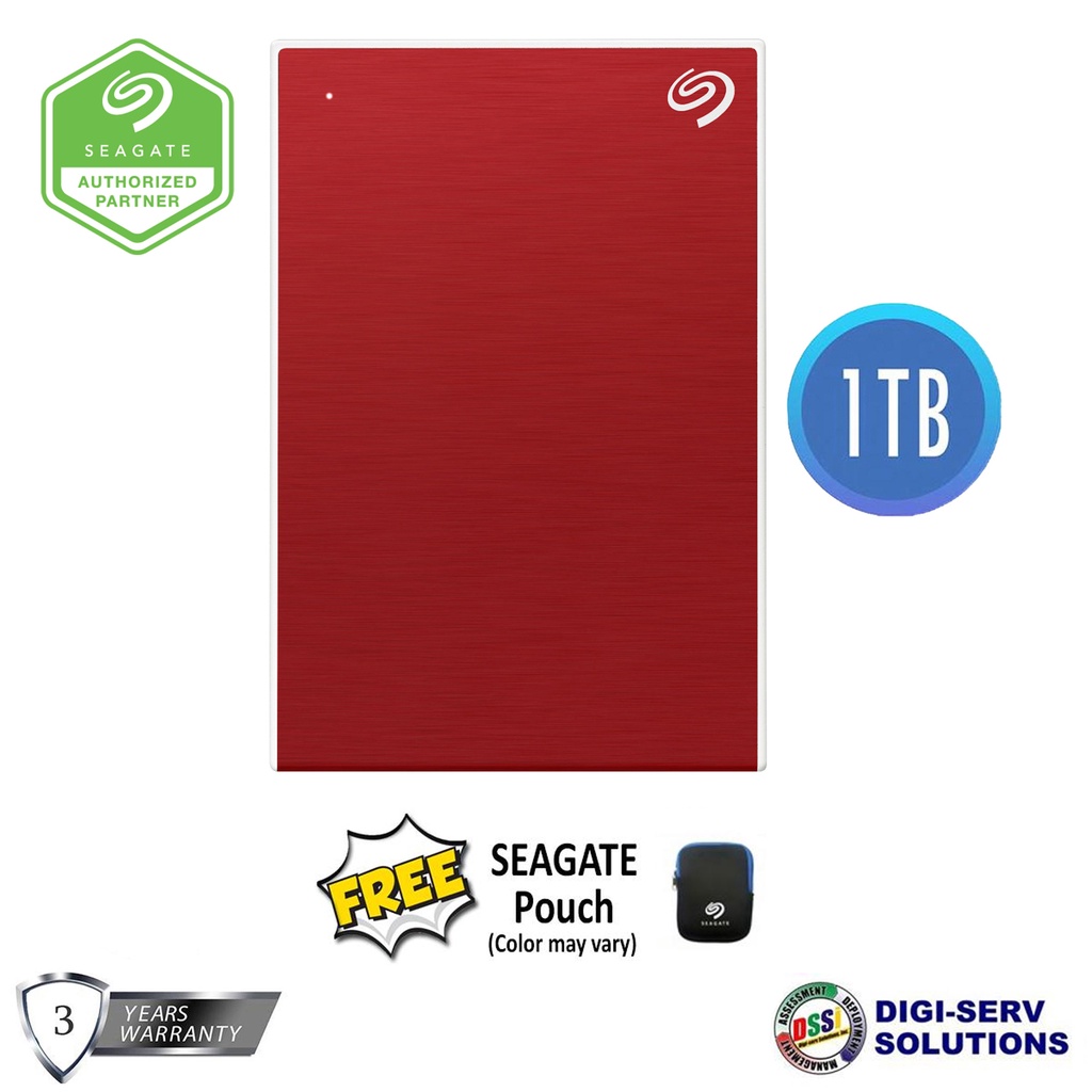 Seagate One Touch 1TB (Red) Portable Hard Drive (STKY1000403) with ...