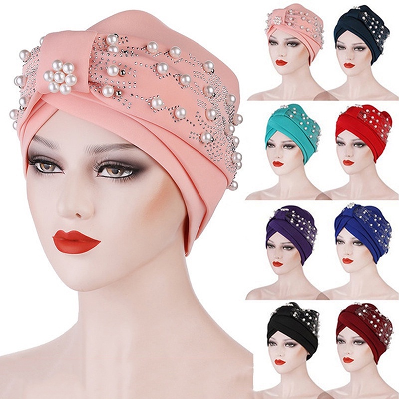 New Women's Beaded Velvet Turban Hat Muslim Turban Turban Hat Islamic ...