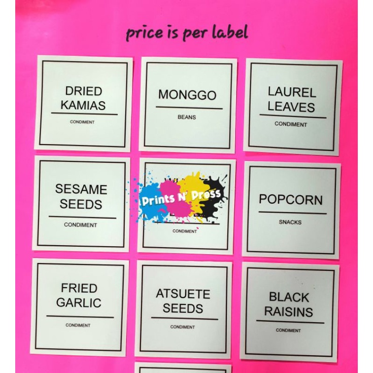 Semi transparent customized pantry condiment label. price is per label ...