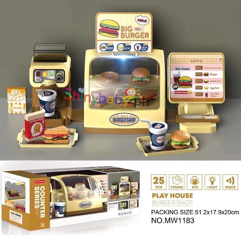 Miigu toy light music mini burger shop with coffee machine pretend toy ...
