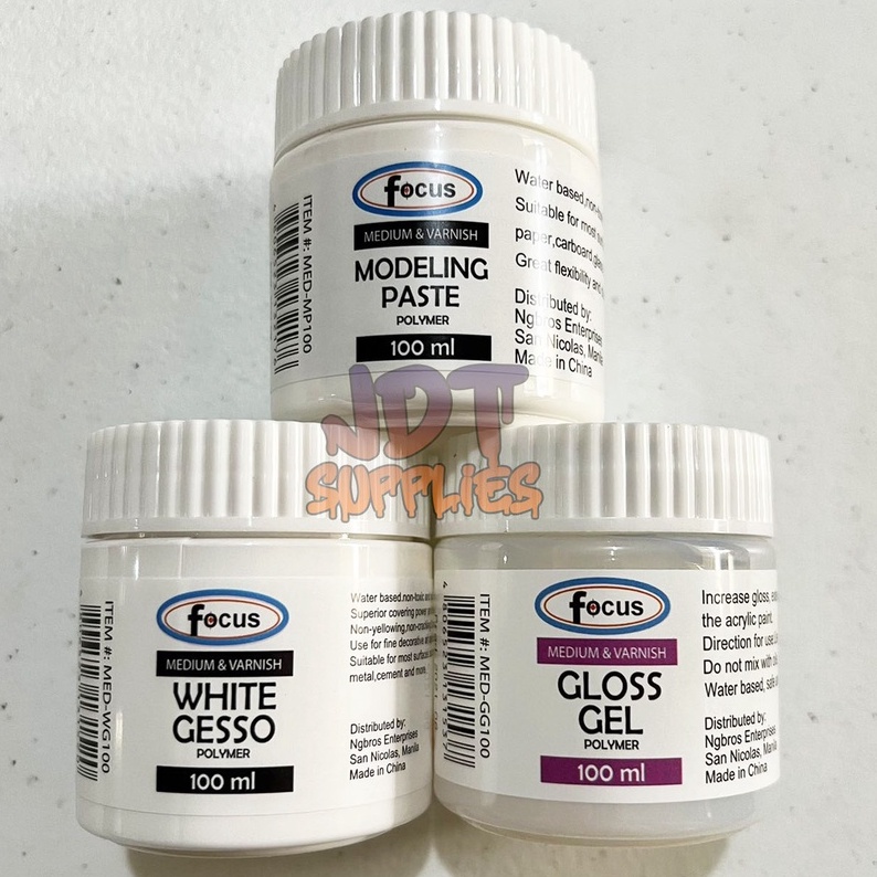 [100ml] Focus Medium & Varnish [Gloss Gel | White Gesso | Modeling ...