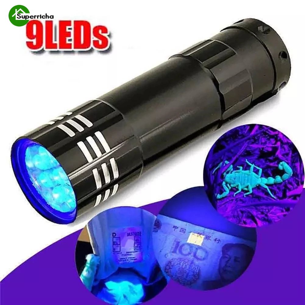 LED Zoom Flashlight Ultraviolet White Lamp Double Lamp Portable ...