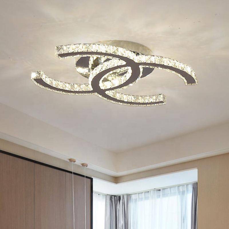 Light Luxury Crystal Ceiling Light Double C Mirror Ceiling Light Modern ...