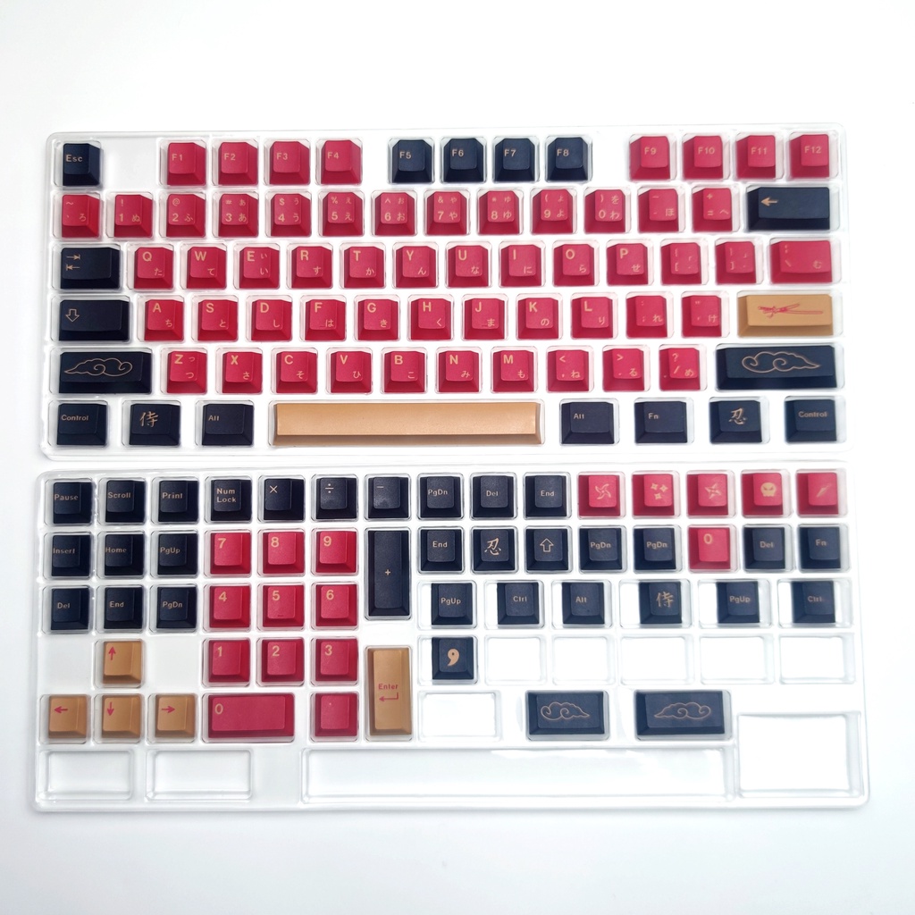GMK Red/Blue Samurai keycaps, 129 Keys keycaps Cherry Profile DYE-SUB ...