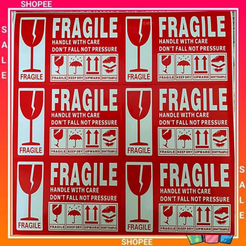 Fragile Sticker Murah10pcs saiz besar 13cm x 7cm Fragile Handle With ...